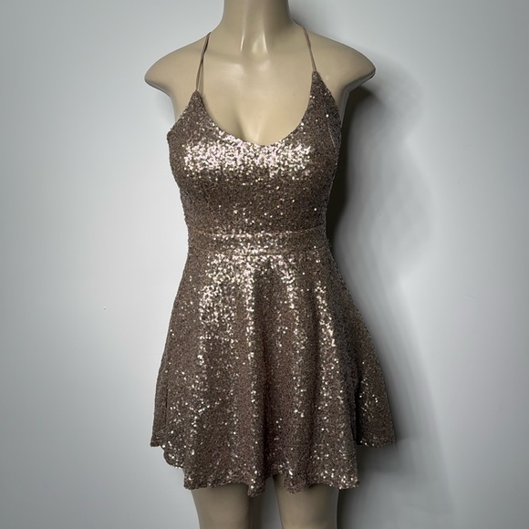Tobi | Dresses | Tobi Small Gold Satin Mini Dress | Poshmark